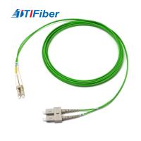 China LC to SC Duplex OM5 Multimode Fiber Optic Patch Cord 3mm Green Jacket for sale