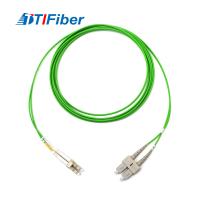China LC to SC Duplex OM5 Multimode Fiber Optic Patch Cord 3mm Green Jacket for sale