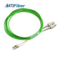 China LC to SC Duplex OM5 Multimode Fiber Optic Patch Cord 3mm Green Jacket for sale