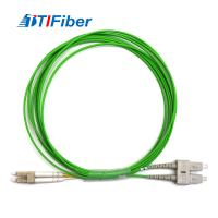 China LC to SC Duplex OM5 Multimode Fiber Optic Patch Cord 3mm Green Jacket for sale