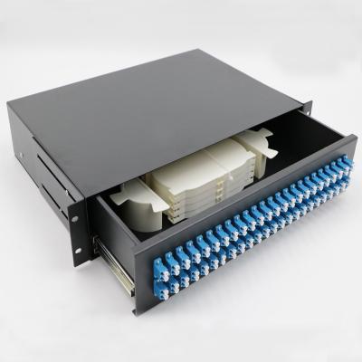 China FTTH 12-144 Port Fiber Optic Patch Panel 19 Inch Rack Mounted with MPO/MTP Cassettes for sale