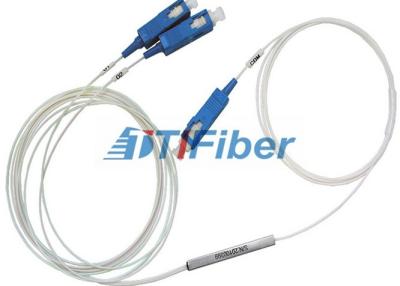 China 1x2 Mini Optical Fiber PLC Splitter 0.9mm SC/APC Singlemode 1260-1650nm for sale