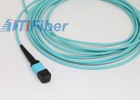 China 12 Core OM3 OM4 MPO Multimode Fiber Patch Cable 50/125um for Telecom Networks for sale