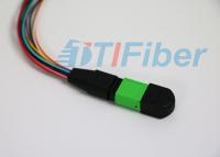 China MPO APC to LC UPC 12 Cores Fiber Optic Pigtail Ruggedized Round Cable 0.9mm for sale