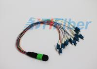China MPO APC to LC UPC 12 Cores Fiber Optic Pigtail Ruggedized Round Cable 0.9mm for sale
