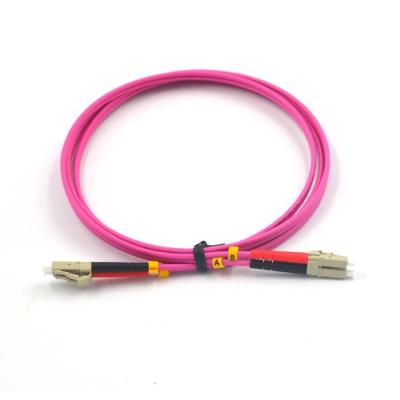 China LC Multimode OM4 UPC Pink Optical Fiber Patch Cord 2.0mm for CATV Network for sale