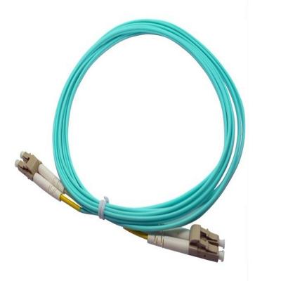 China LC/PC Aqua Multimode OM3 Optical Fiber Patch Cord with 0.3dB Insertion Loss and -40°C to 75°C Operating Temperature for sale