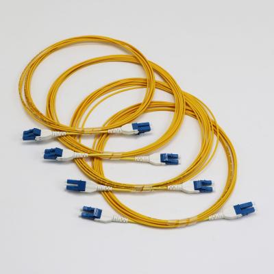 China Low Loss LC Uniboot Duplex Singlemode G657.A1 Bend Insensitive 2mm LSZH 0.15dB Yellow Fiber Patch Cord for sale