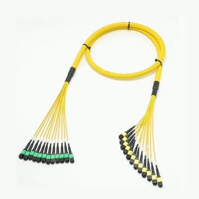 China 1M MPO Fanout Cable 144F SM G657A1 MPO APC to MPO APC Breakout Fiber Optic Patch Cord for sale