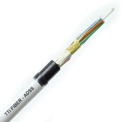 China FTTH FTTX Outdoor ADSS Fiber Optic Cable 8F 12F 24F 48F Single Double Sheath 100m Span for sale