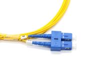 China Singlemode Duplex Fiber Optic Patch Cord SC UPC 9/125um Low Insertion Loss 0.2dB for sale