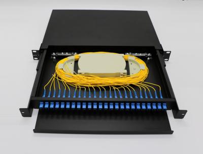 China 24 Port FTTH Fiber Optic Terminal Box - 1U Rack Drawer Type with 2.6kg Weight for sale