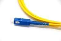 China Yellow Single Mode Fiber Patch Cable 9/125 SC/UPC Connector with ≤0.3dB Insertion Loss and 100km Transmission for sale