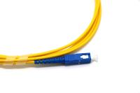 China Yellow Single Mode Fiber Patch Cable 9/125 SC/UPC Connector with ≤0.3dB Insertion Loss and 100km Transmission for sale
