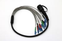 China 12 Cores MPO LC Fiber Optic Patch Cord Black Jacket Outdoor Waterproof IP65 for sale