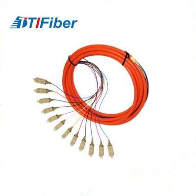 China Simplex Duplex 12 cores Fiber Optical  Pigtail OM2 50um For FTTH Network for sale