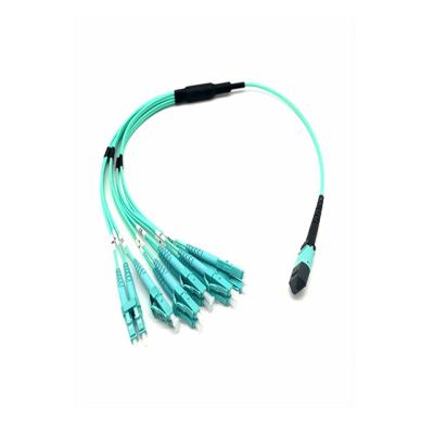 China 12 Cores MPO Multimode Fiber Optic Patch Cable LC Connector 50/125um Low Insertion Loss for sale