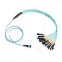 China OM3 Multimode MPO to LC Fiber Patch Cable 12 Core 4G 5G Telecommunication for sale