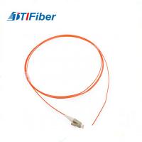 China OM1 62.5/125 LC Fiber Optic Pigtail 0.9mm OFNP Orange Jacketed for sale