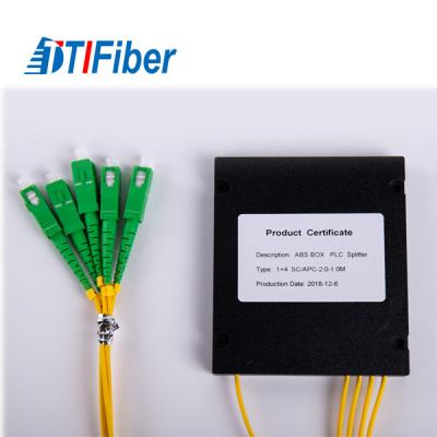 China FTTX System Fiber Optic Splitter 1x4 SC APC ABS Box PLC 1260 1650 Operating Wavelength for sale