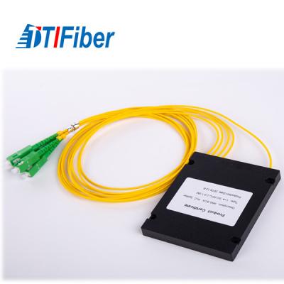 China ABS Box PLC Fiber Optic Splitter 1x4 with SC Connector, 1260-1650nm Wavelength, 7.1dB Insertion Loss for sale