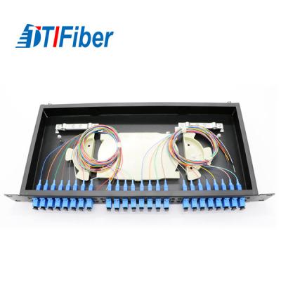 China Rack Mounted Outdoor Fiber Termination Box 24 Cores 1U SC Connector Cold Rolled Steel for sale