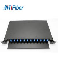 China Slidable Fiber Optic Patch Panel FTTH 12 Core SC Adapter 1U Rack Mount 430×300mm for sale