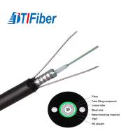 China Outdoor Aerial GYXTW Singlemode Fiber Optic Cable 4 to 24 Fiber Count Black PE Sheath for sale