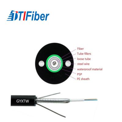 China Outdoor Aerial GYXTW Singlemode Fiber Optic Cable 4 to 24 Fiber Count Black PE Sheath for sale