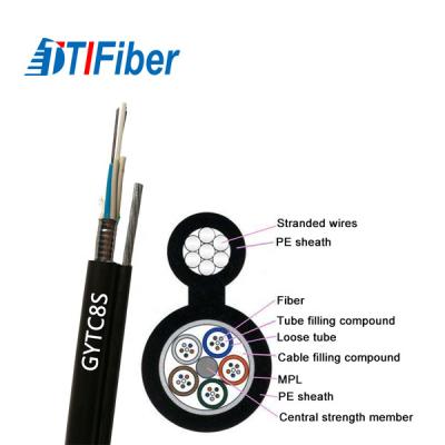 China PE Outer Sheath Fiber Optic Network Cable Outdoor GYFTC8S Steel Wire Stranded for sale