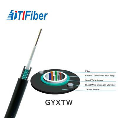 China GYXTW Single Mode Armoured Fiber Optic Cable 2 4 6 12 Core Steel Tape PE Jacket for sale