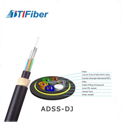 China ADSS Fiber Optic Cable 24 48 Core Outdoor Aerial Non-Metallic Lightweight Low Friction Sheath for sale