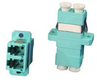 China LC OM3 Aqua Duplex Fiber Adapter with Ceramic Sleeve, ≤0.3 dB Insertion Loss, -40°C to 75°C Operating Range for sale