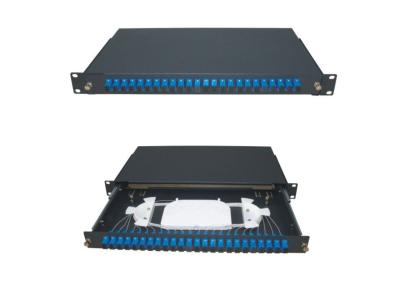 China ODF 24 Core Fiber Sliding Type Optical Fiber Termination Box 1U Rack Mount with 48 Core Capacity for sale