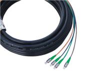 China 4-Core Waterproof Fiber Optic Pigtail SC UPC 0.2dB Insertion Loss Black Cable for sale