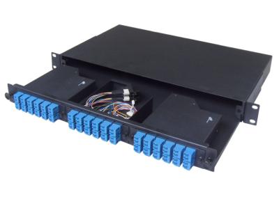 China 1U Rack Mounted MPO Fiber Optic Patch Panel - 12 Cassette Capacity, 1.2mm Cold Rolled Steel Construction for sale