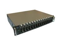 China 2U Rack-Mounted Fiber Optic Media Converter Chassis with 14/16 Slots and Dual Power Supply AC85-265V for sale