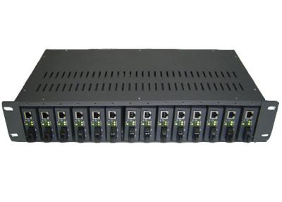 China 14-Port Manageable Rack Mount Fiber Media Converter 19 Inch with 1000Mbps Support and Dual Power Options for sale