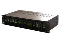 China 2U Rack-Mounted Fiber Optic Media Converter Chassis with 14/16 Slots and Dual Power Supply AC85-265V for sale