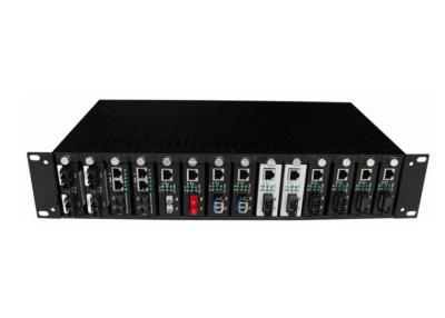 China 2U 14-Port Fiber Media Converter Rack Chassis with 100W Power & 100M Transmission for SM/MM Networks for sale
