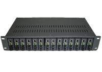 China 2U 14-Port Fiber Media Converter Rack Chassis with 100W Power & 100M Transmission for SM/MM Networks for sale