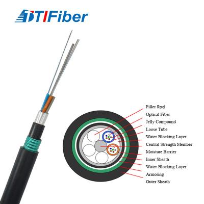 China GYTA53 4-Core Direct Buried Fiber Optic Cable 12.9mm Diameter with -40°C to +70°C Temperature Range for sale