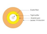 China Simplex Indoor Fiber Optic Cable 9/125 G652D Yellow PVC Jacket 1.6mm for sale