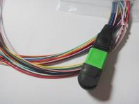 China MPO LC Fiber Optic Patch Cord 12-Core Ribbon Cable with 4.5mm Diameter and 500N Tensile Strength for sale