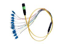 China MPO LC Fiber Optic Patch Cord 12-Core Ribbon Cable with 4.5mm Diameter and 500N Tensile Strength for sale