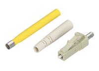 China CATV Simplex Multimode LC Fiber Optic Connector 1.25mm Ferrule Beige Housing for sale