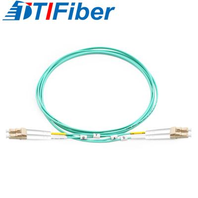 China OM3 Duplex Fiber Optic Patch Cord 2.0mm LC UPC to LC UPC Multimode 50/125 for sale