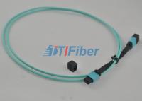 China 24core OM4 MTP Fiber Patch Cord , MPO Trunk Cable Female Connector for sale