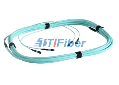 China 24core OM4 MTP Fiber Patch Cord , MPO Trunk Cable Female Connector for sale