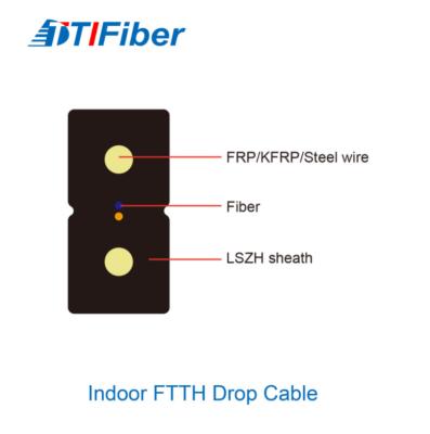 China GJYXCH Fiber Optic Drop Cable 1 2 4 Core Indoor Outdoor FTTH Single Mode 5.2x2.0mm for sale